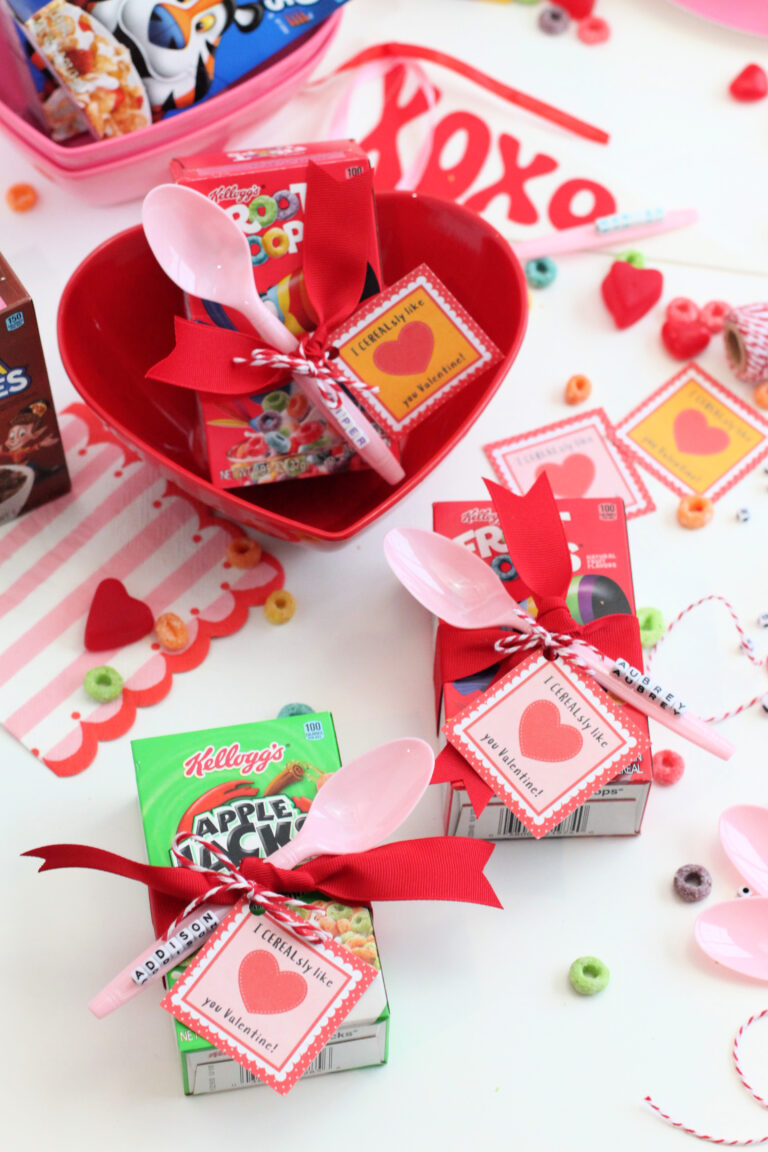 DIY Cereal Valentines - Giggles Galore