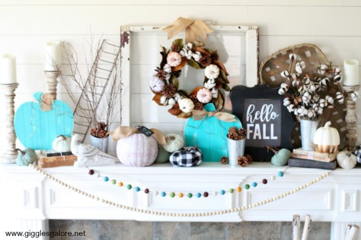 Simple Modern Farmhouse Fall Mantel Decor - Giggles Galore