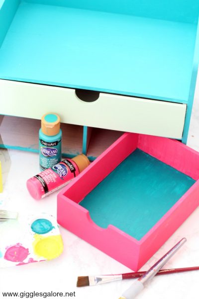DIY Colorful Painted Desk Organizer - Giggles Galore
