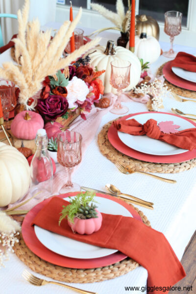 Pink Boho Fall Table Setting - Giggles Galore
