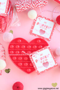 Heart Pop-It Valentine with Free Printable Tags - Giggles Galore