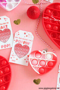 Heart Pop-It Valentine with Free Printable Tags - Giggles Galore