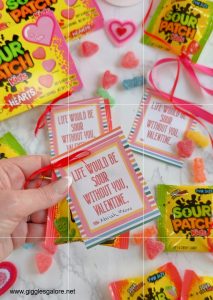 Sour Candy Themed Valentines with Printable Tags - Giggles Galore